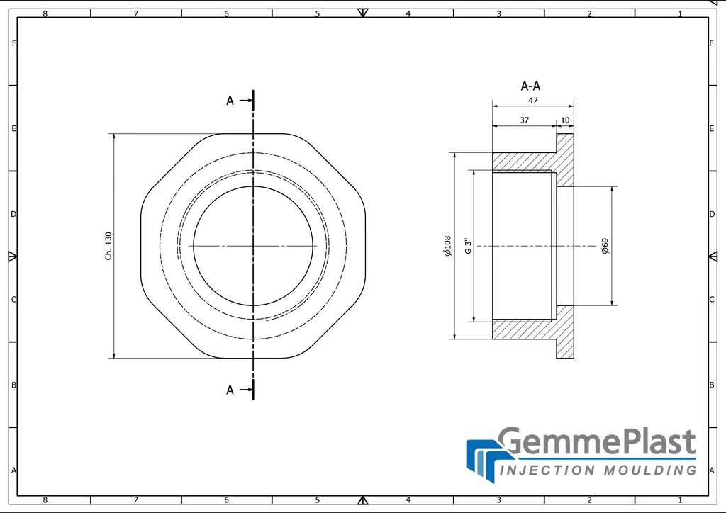 MOLDED FLAT STUB / DN 80 - 3’’ ½ gas - GemmePlast
